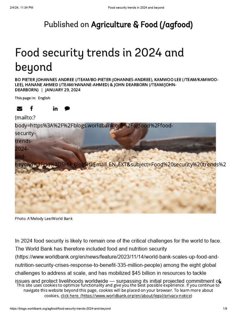 Food Security Trends in 2024 and Beyond | PDF | Food Security | Economies