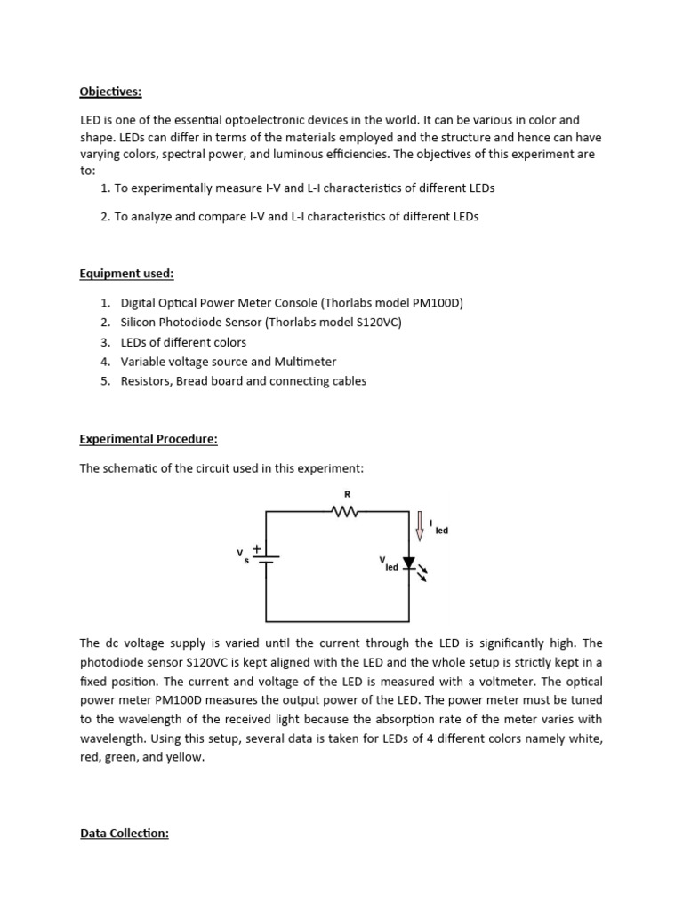 Exp-08-report_optoelectronics | PDF | Light Emitting Diode | Color