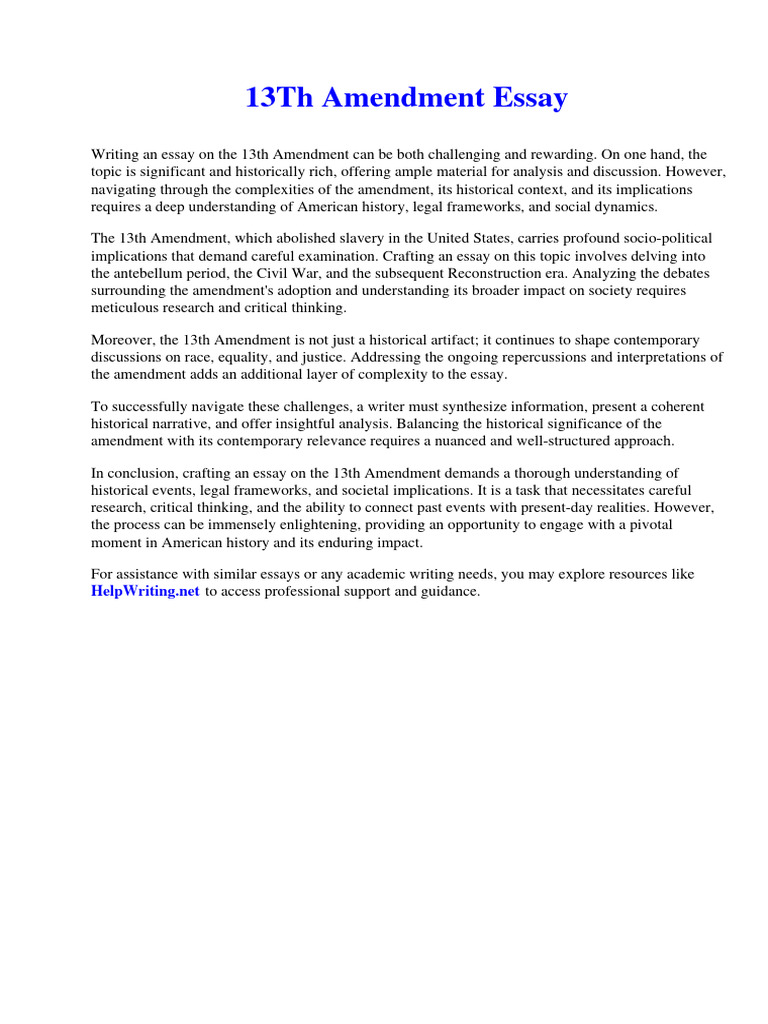 13Th Amendment Essay | PDF