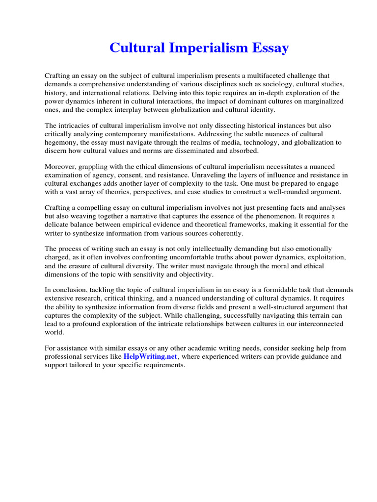 Cultural Imperialism Essay | PDF | Bacteria