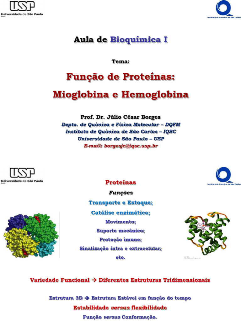Função de Proteínas Mioglobina e Hemoglobina | PDF | Hemoglobina ...