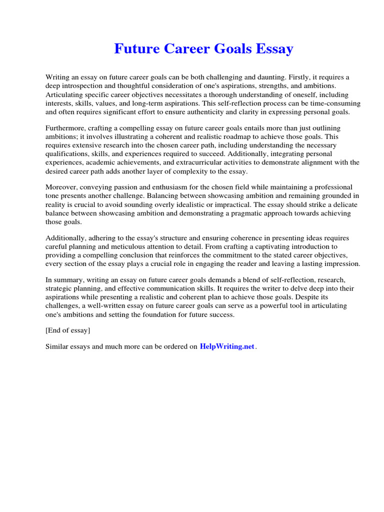 Future Career Goals Essay | PDF | George Harrison