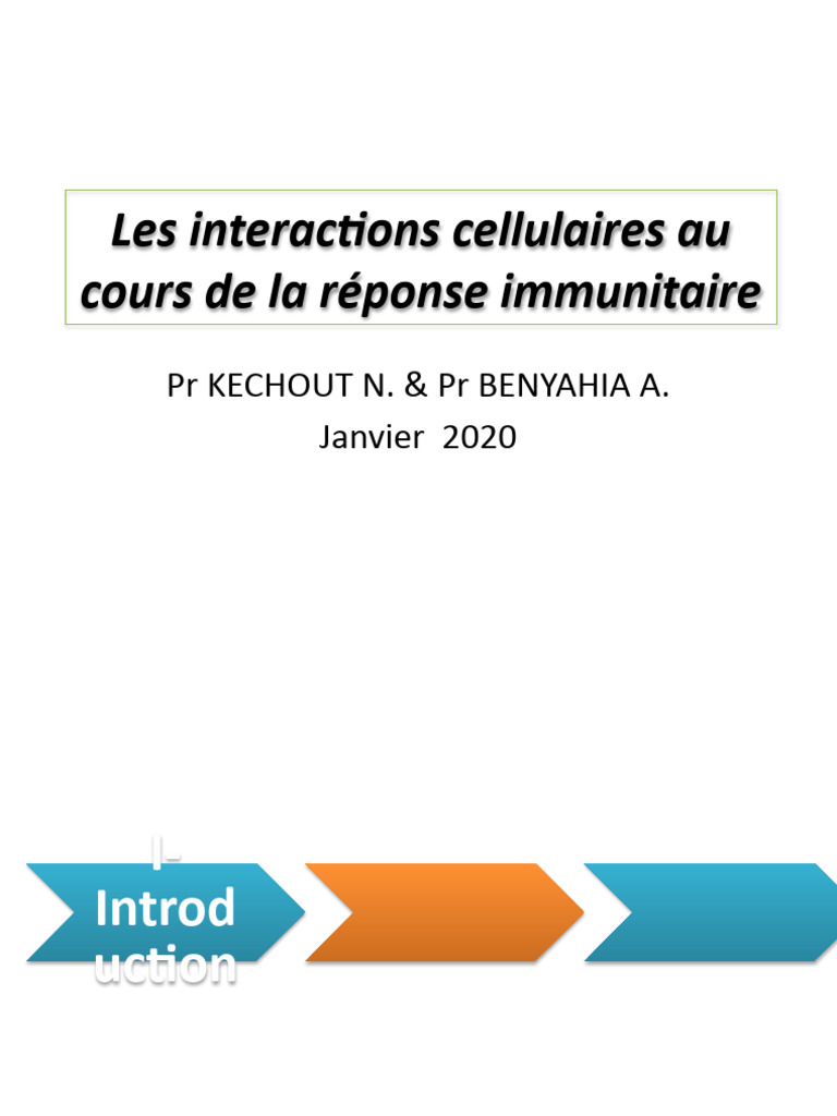 Partager - 1 - Les Interactions Cellulaires Au Cours de La Réponse - PPTX 2020 | PDF ...