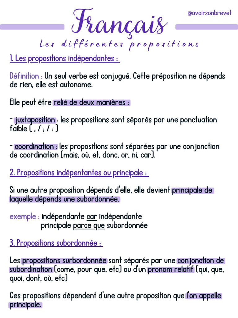 Types de propositions en français | PDF