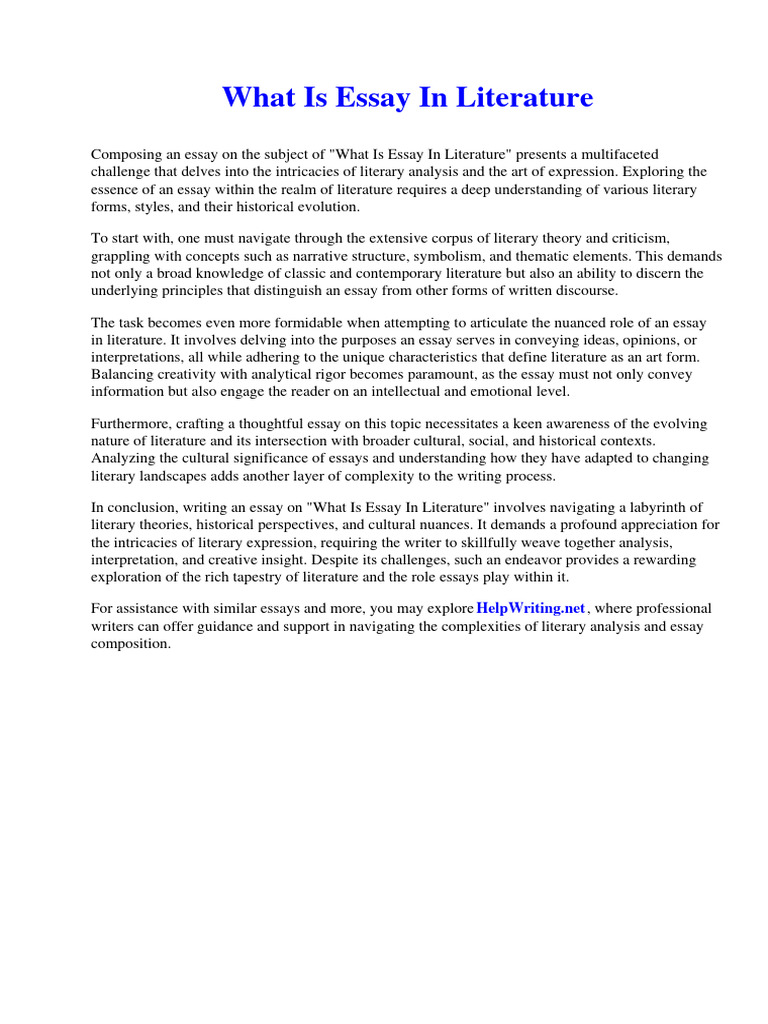 What Is Essay in Literature | PDF