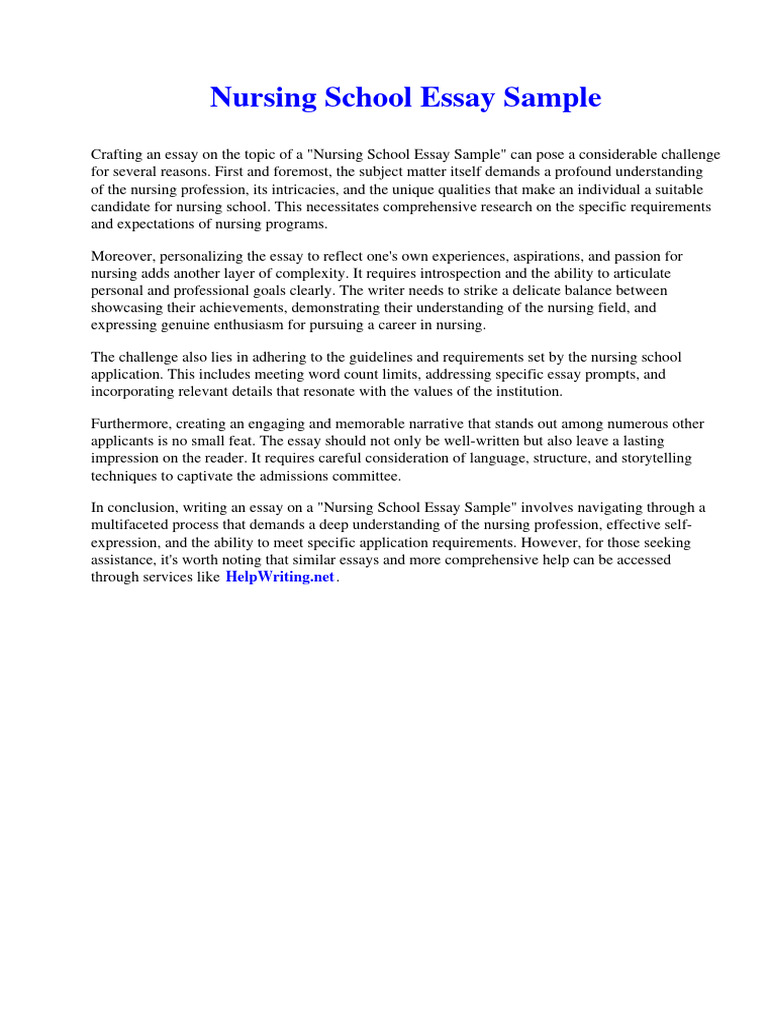 Nursing School Essay Sample | PDF | Jesus | Major Depressive Disorder