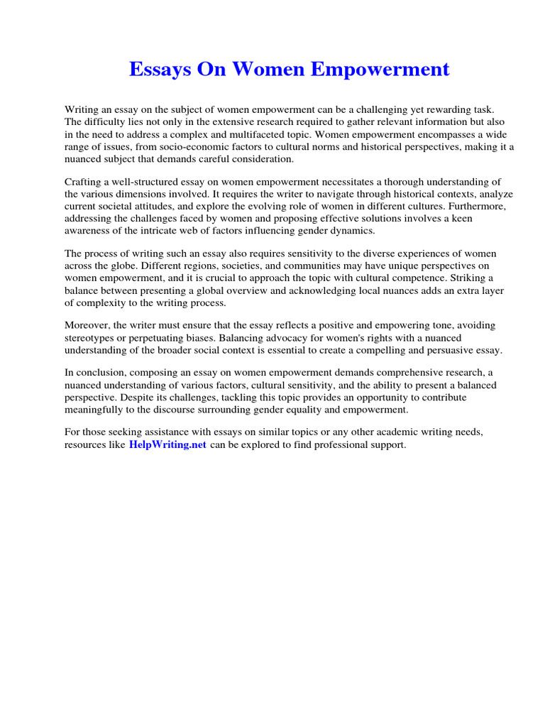 Essays On Women Empowerment | PDF
