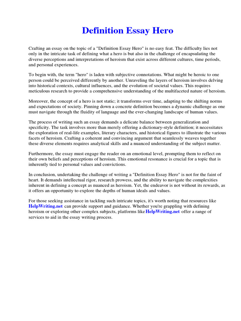 Definition Essay Hero | PDF | Renaissance | Electronic Business