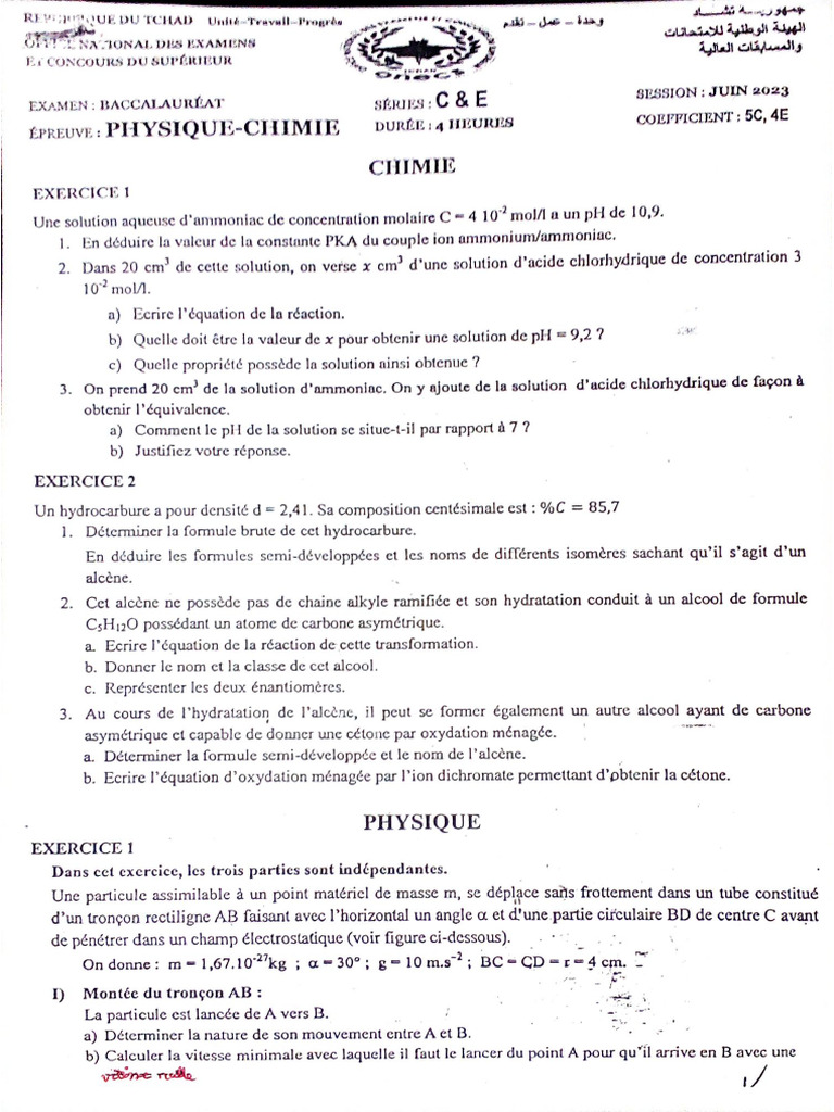 PC Bac C Et E 2023 | PDF