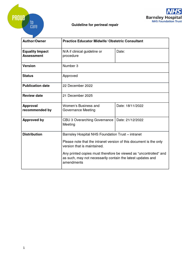 Perineal Tear Repair | PDF | Childbirth | Health Care