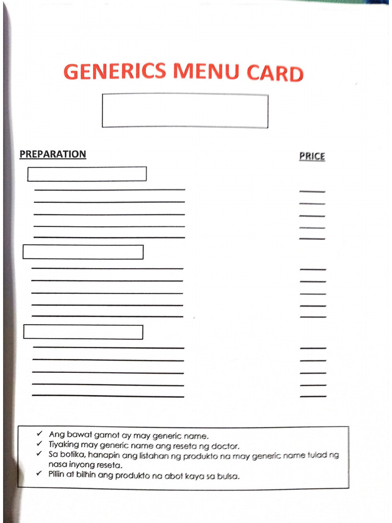 Generic Menucard | PDF