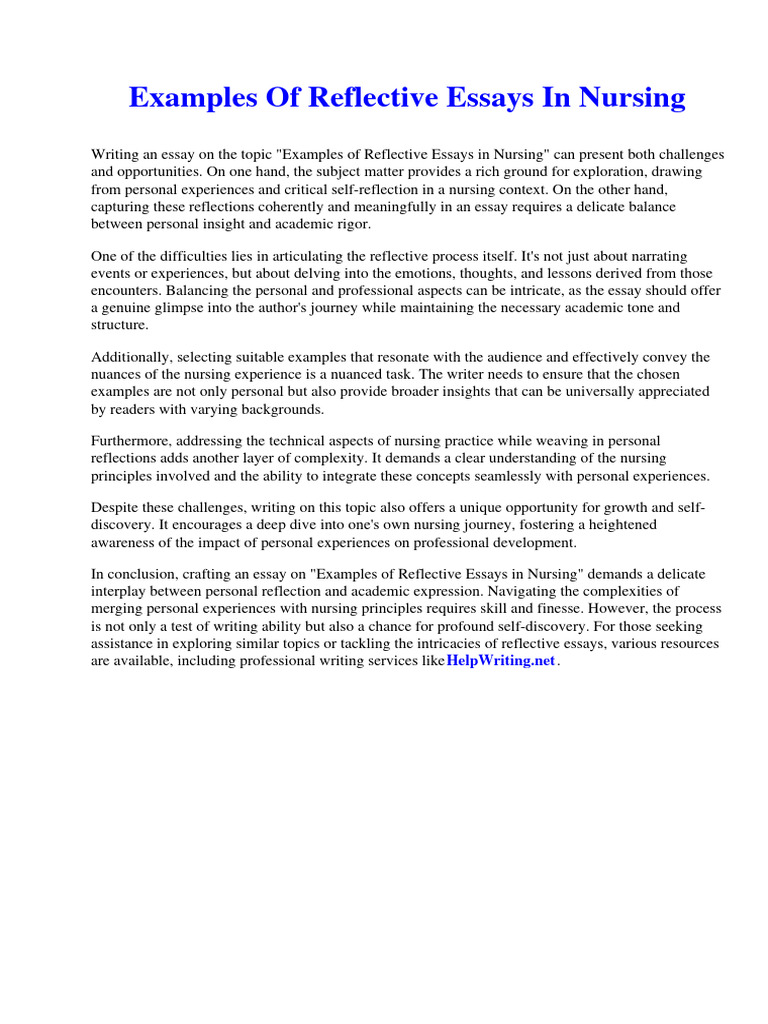Reflective Nursing Essay Guide | PDF