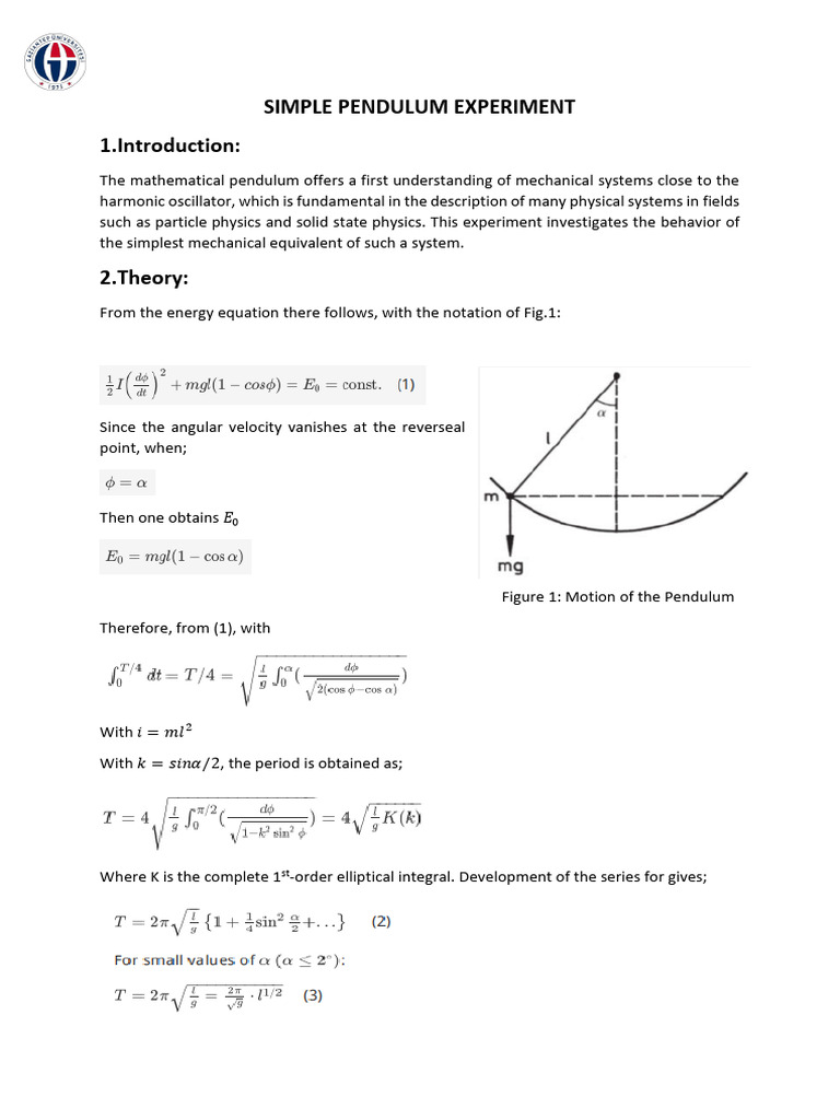 Simple Pendulum Experiment | PDF | Oscillation | Pendulum