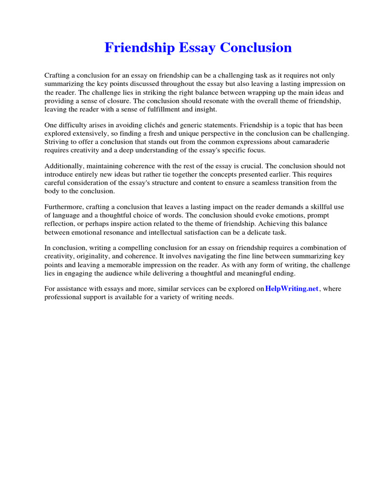 Friendship Essay Conclusion | PDF | Knife