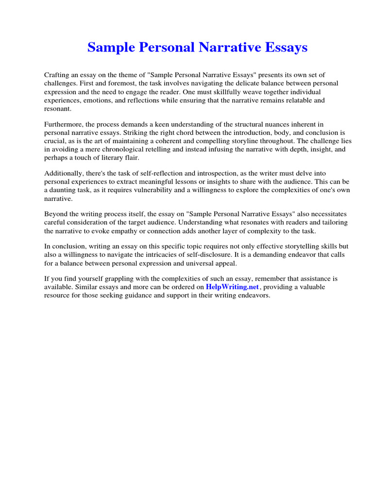 Sample Personal Narrative Essays | PDF | Influenza | Virus