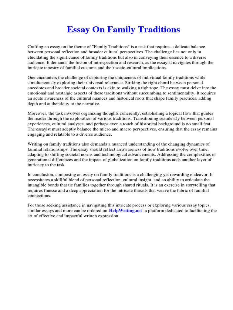 Essay On Family Traditions | PDF
