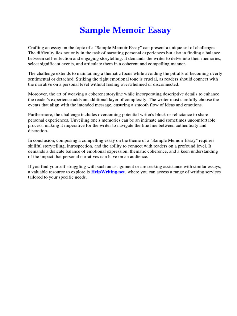 Sample Memoir Essay | PDF | United States Postal Service | Loyalist ...