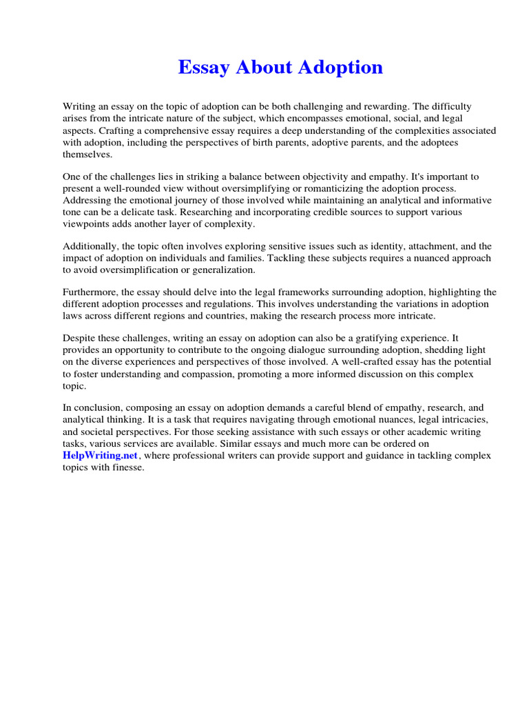 Essay About Adoption | PDF | U.S. Securities And Exchange Commission ...