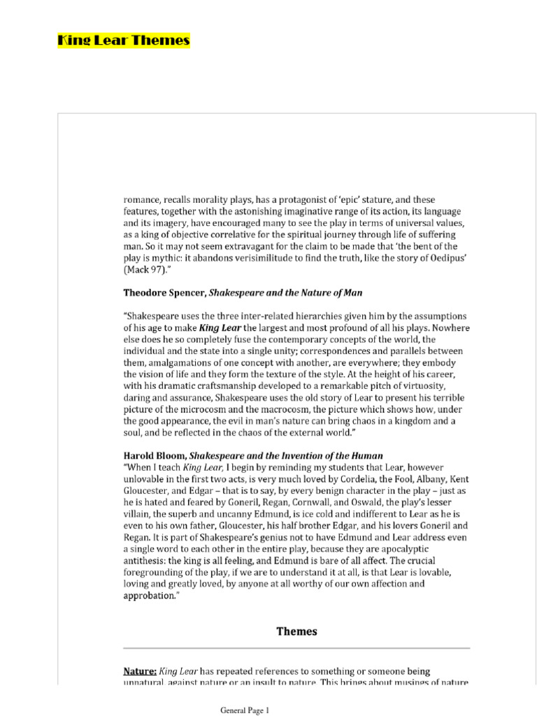 King Lear Themes | PDF