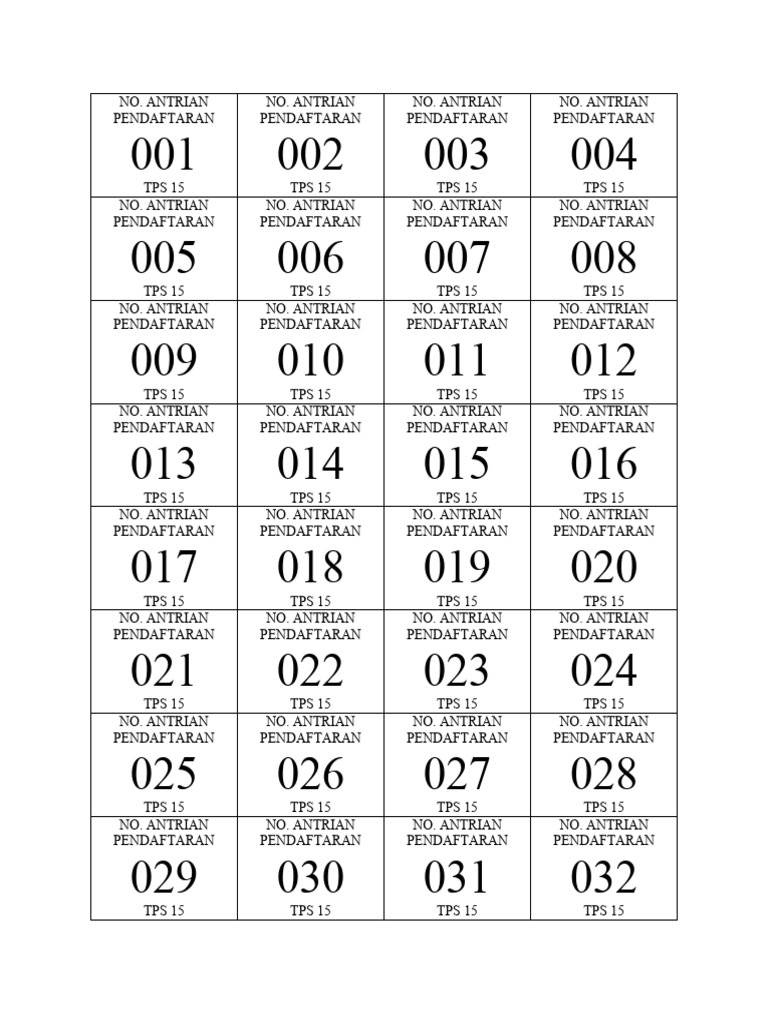 Nomor Antrian TPS 15 | PDF