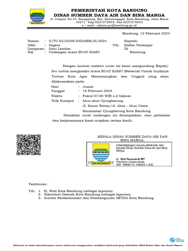 Undangan Acara Bebersih Trotoar Bandung | PDF