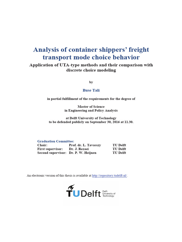 Buse Tali - MSC Thesis - TU Delft | PDF | Methodology | Transport