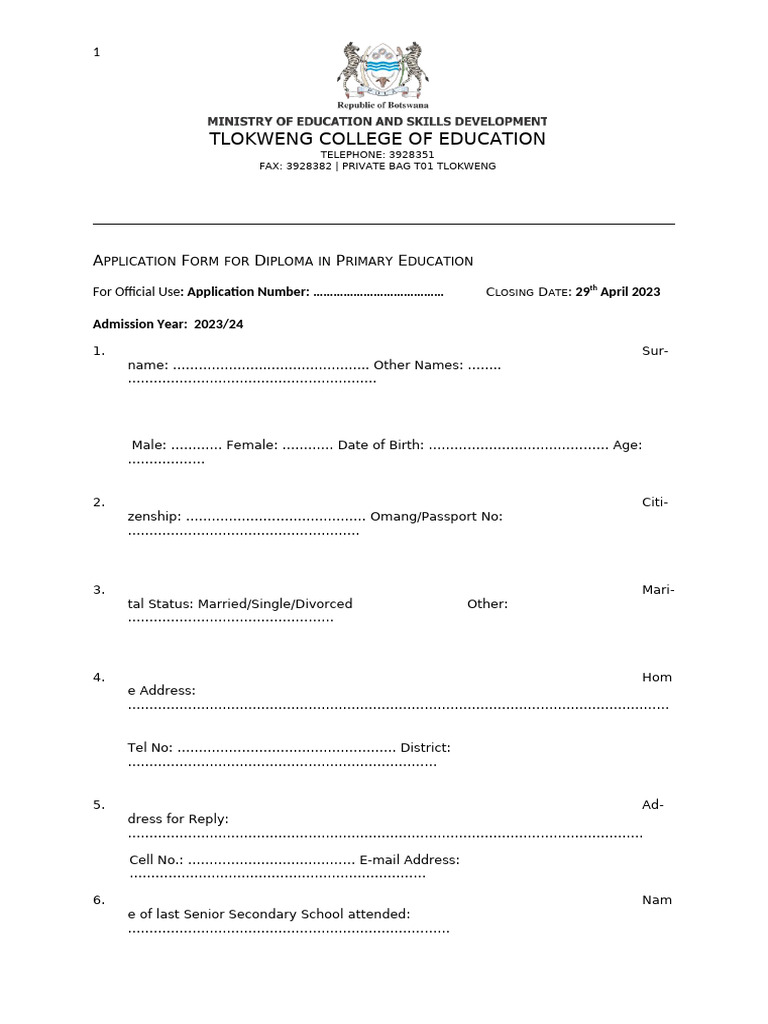 Tlokweng College of Education | PDF