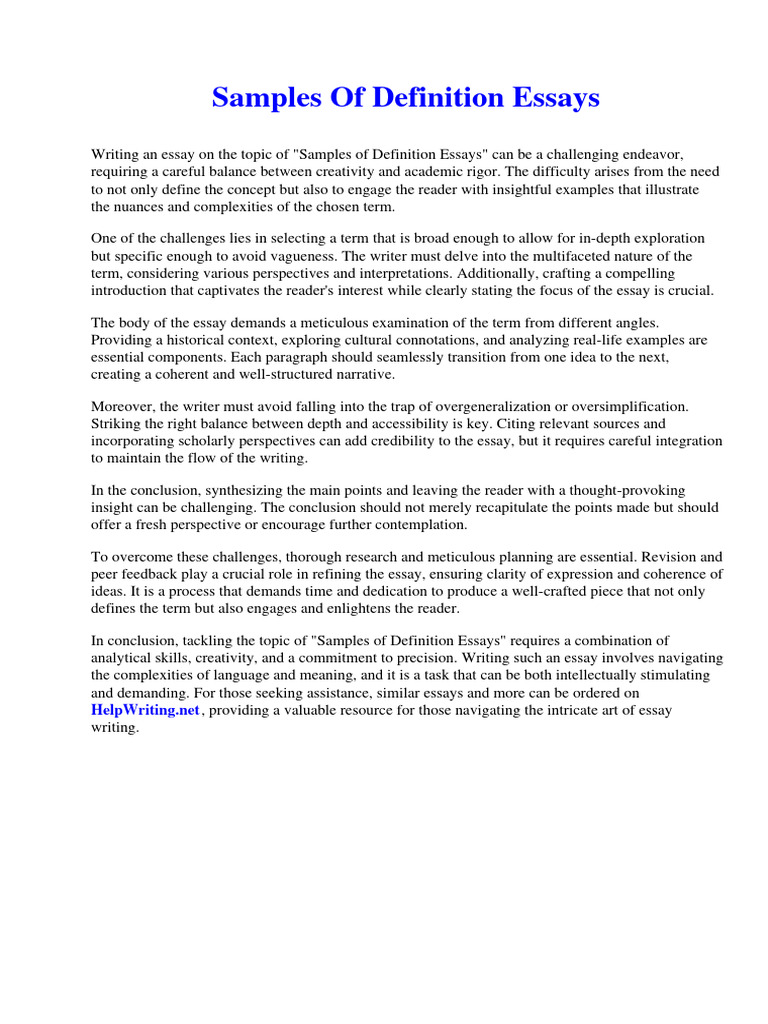 Samples of Definition Essays | PDF | Essays | Blackberry