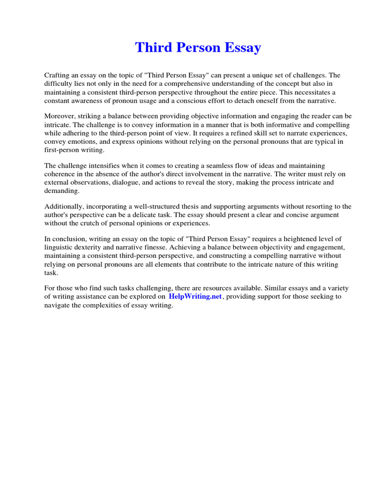 Third Person Essay | Download Free PDF | Impressionism | Narration