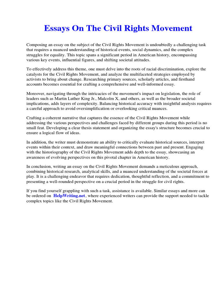 Essays On The Civil Rights Movement | PDF | Odysseus | Essays