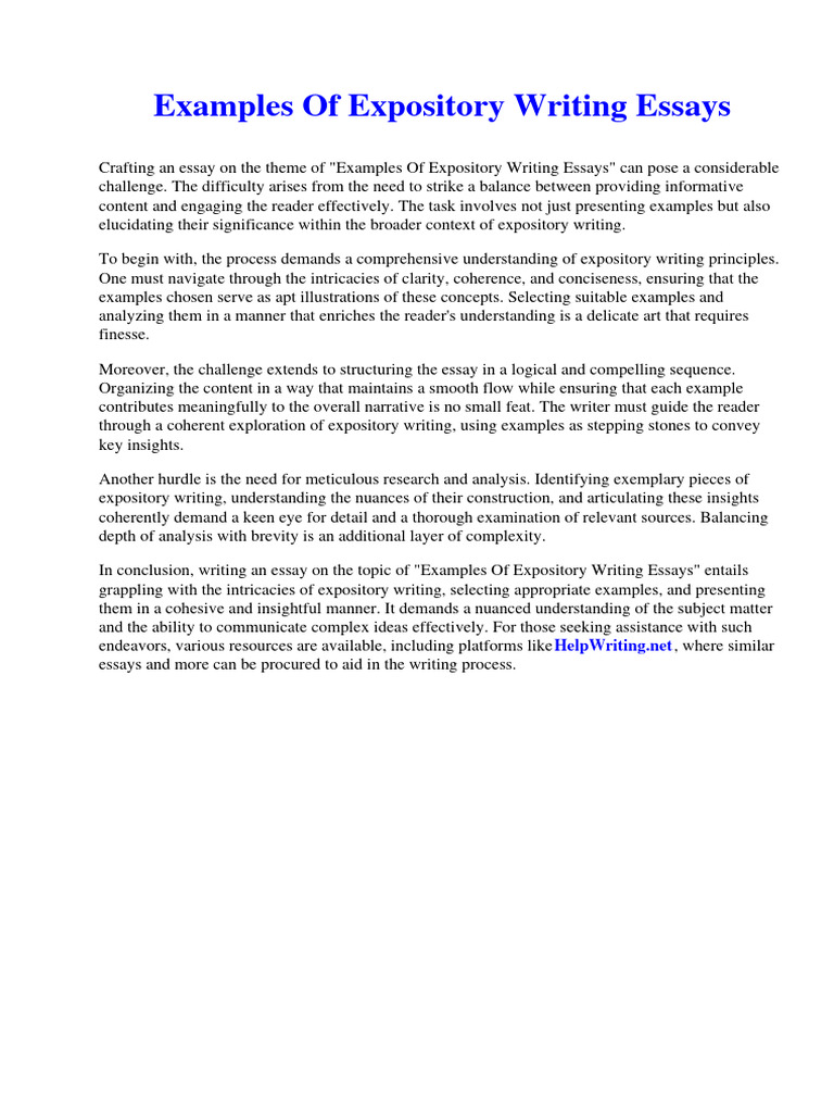 Examples of Expository Writing Essays | PDF | Essays