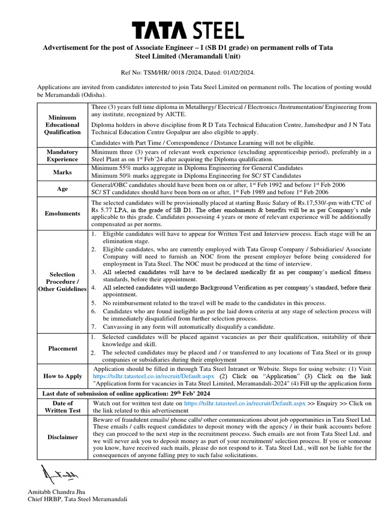 Advertisement For External Recruitment - SBD1 - Meramandali - .2024 | PDF | Recruitment
