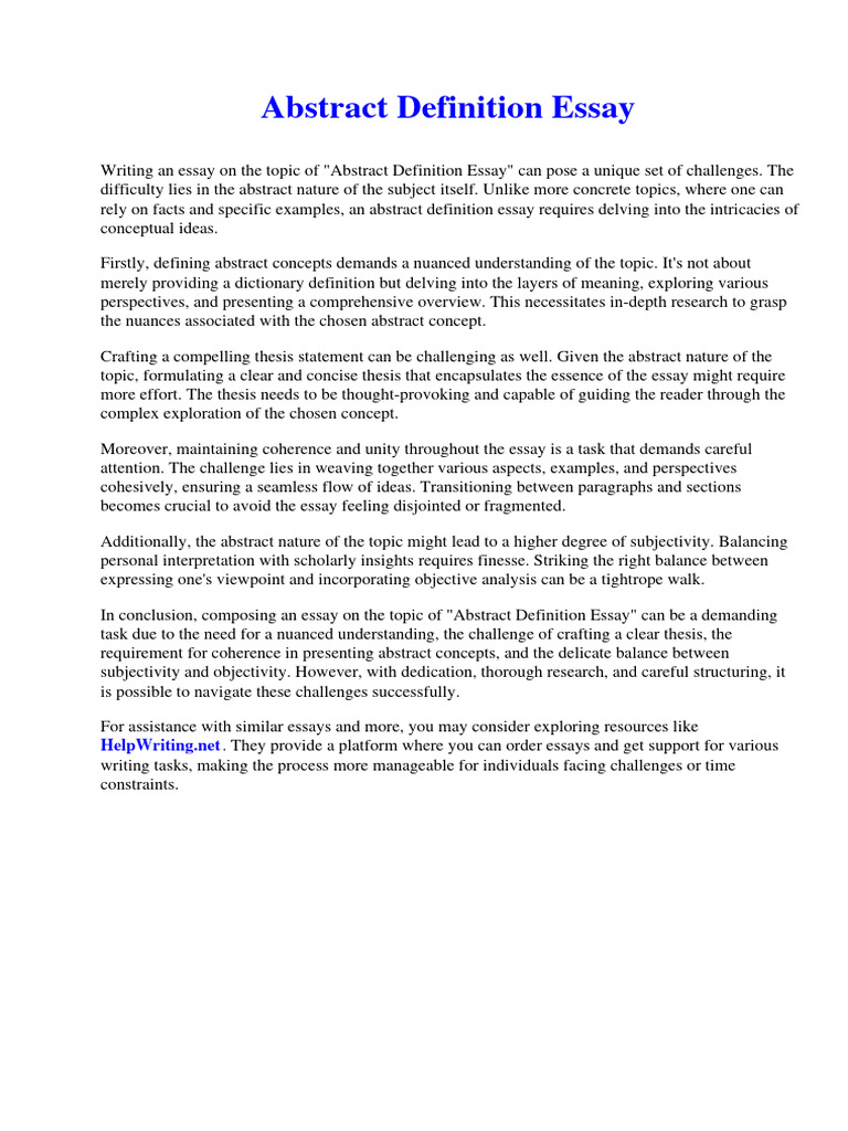 Abstract Definition Essay | Download Free PDF | Essays | Sculpture