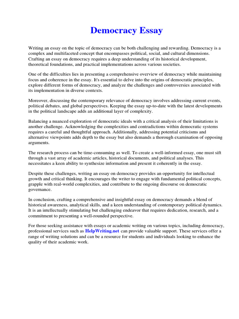 Democracy Essay | PDF