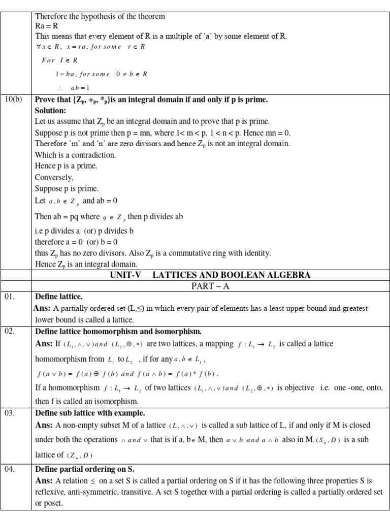 Ma3354 DM Unit 5 Part A, B Question and Answer | PDF | Mathematical Proof | Inequality (Mathematics)