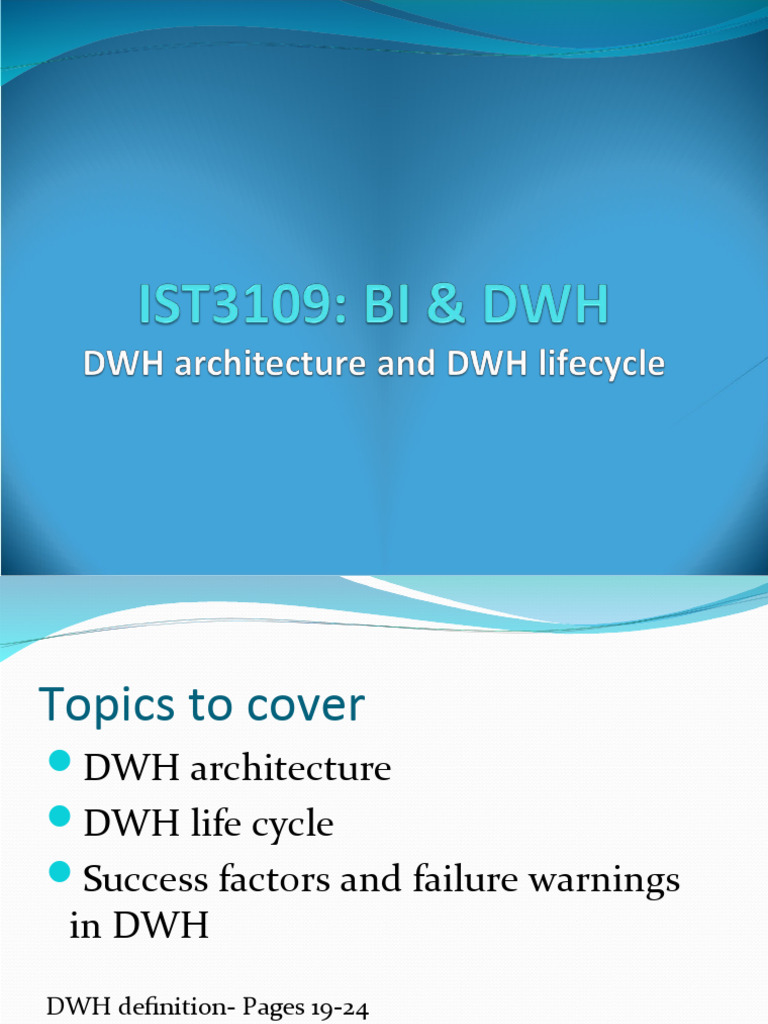 2 Lecture 2-DWH Architecture and Lifecycle | PDF