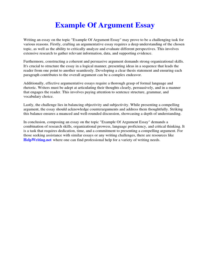 Example of Argument Essay | PDF