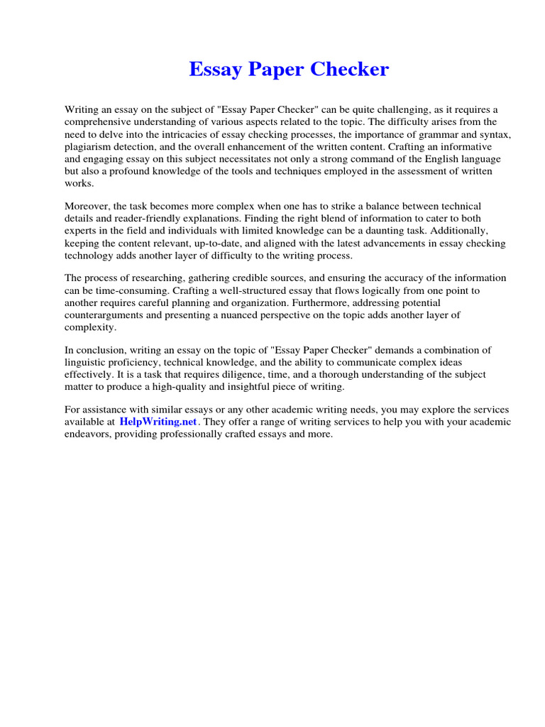 Essay Paper Checker | PDF | Dental Hygienist | Essays