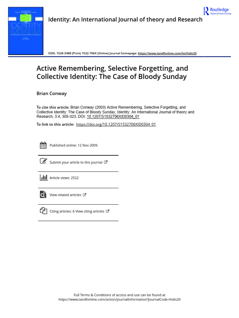 Active Remembering Selective Forgetting and Collective Identity The ...