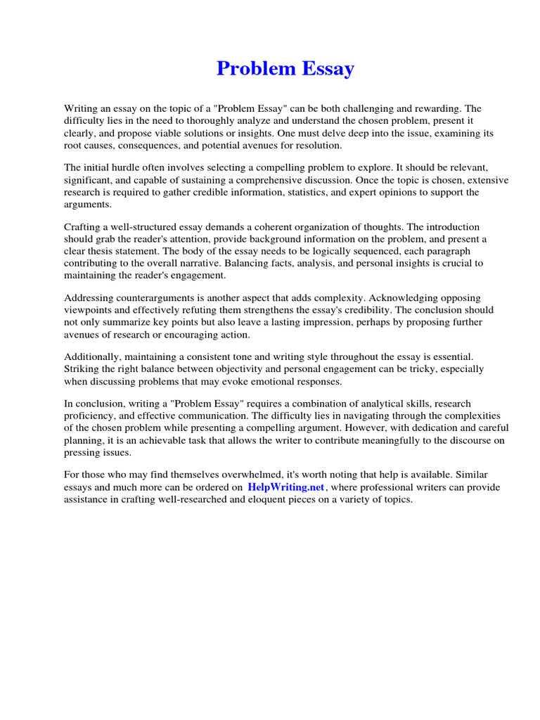 Problem Essay | PDF | Essays | American Revolution