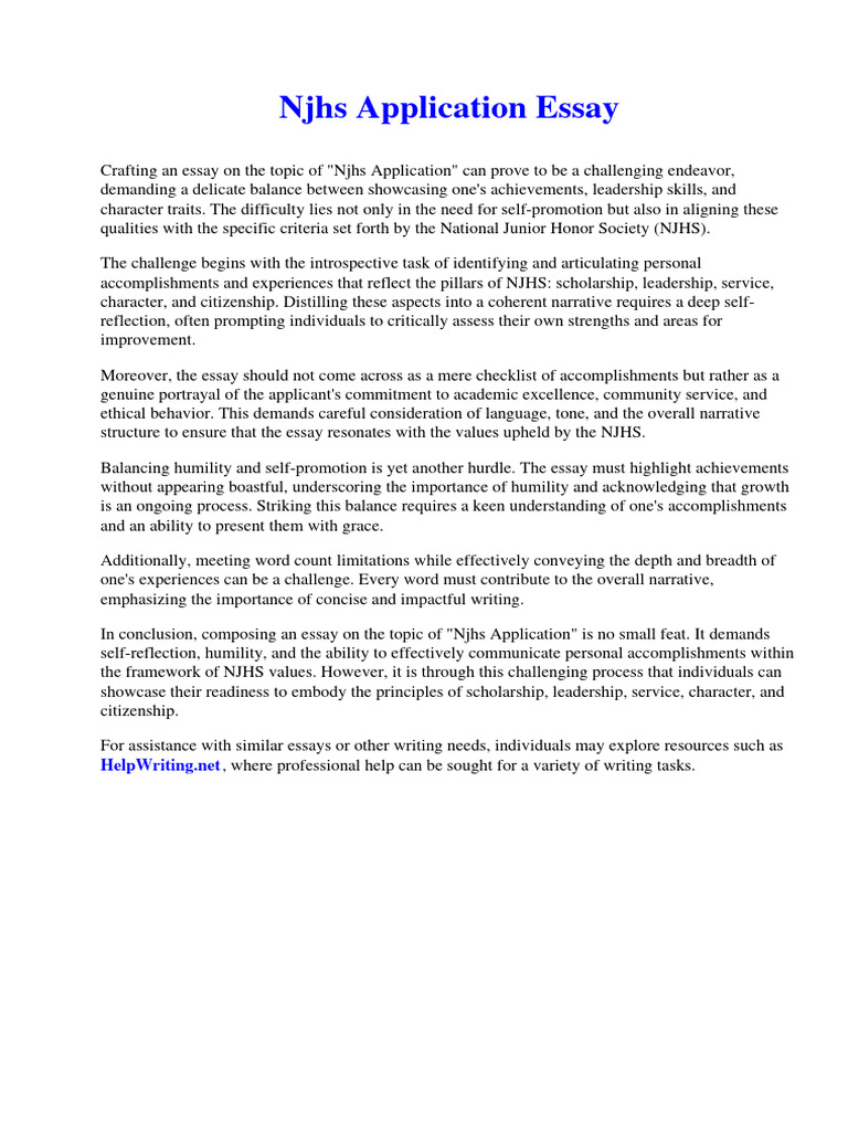 Njhs Application Essay | PDF | Osteoporosis | Moors Murders