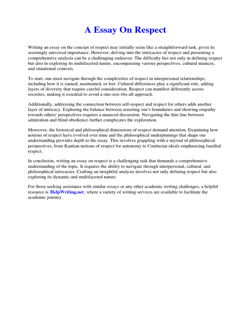 A Essay On Respect | PDF | Beowulf | Sleep