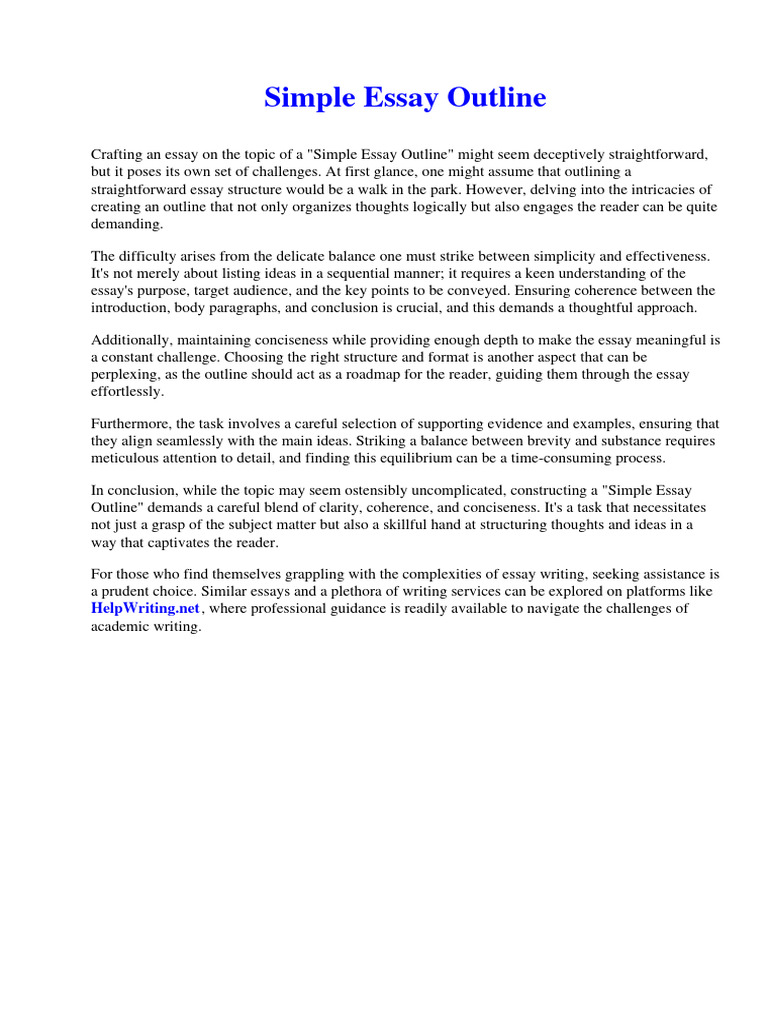 Simple Essay Outline | PDF