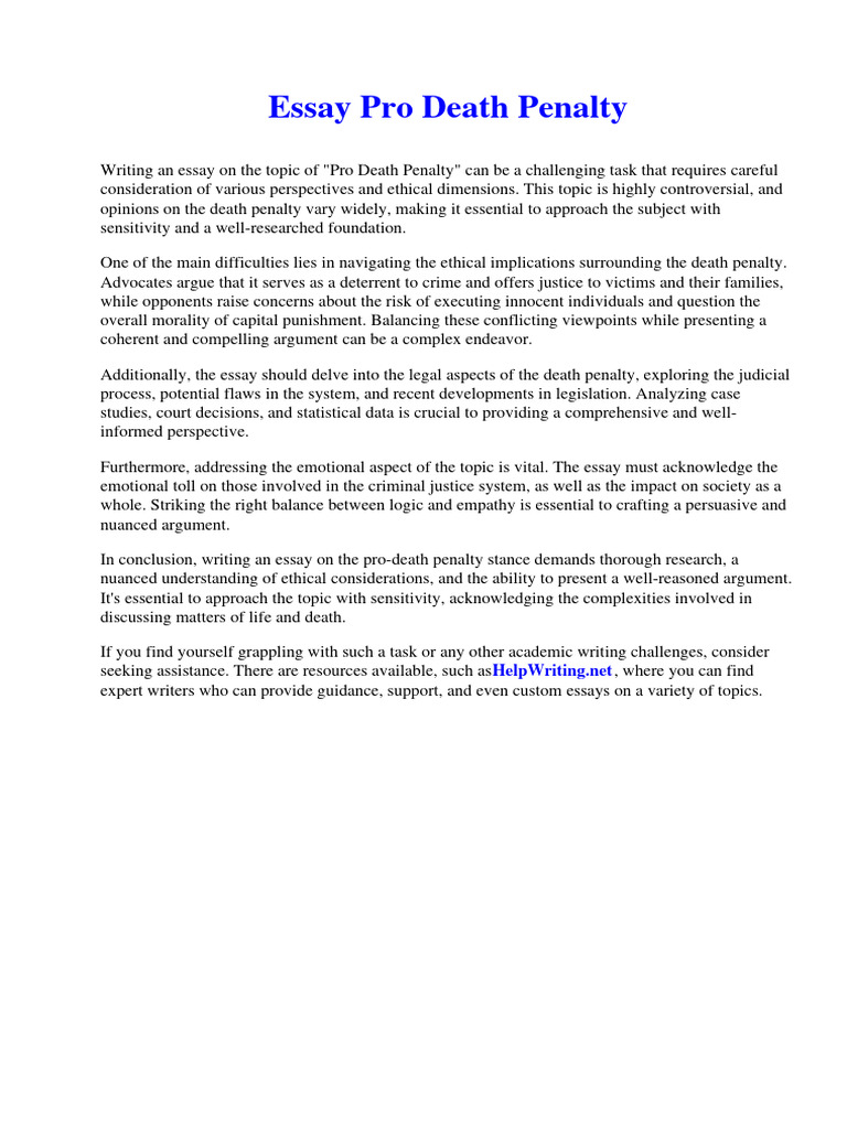 Essay Pro Death Penalty | PDF | Sales