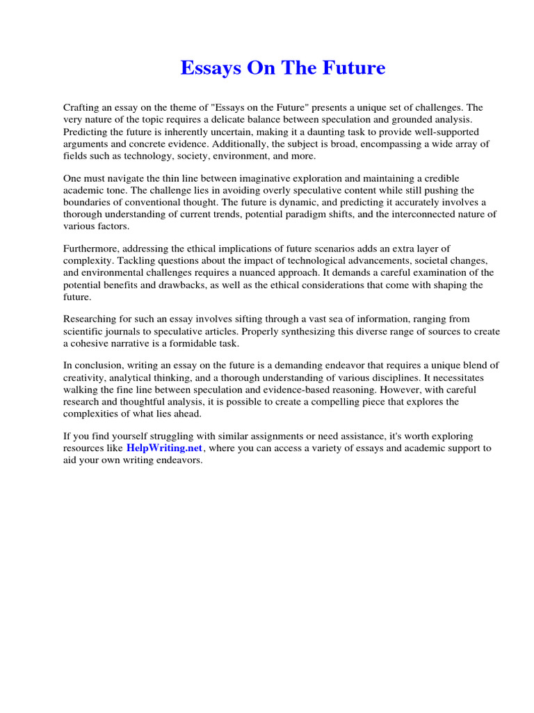 Essays On The Future | PDF