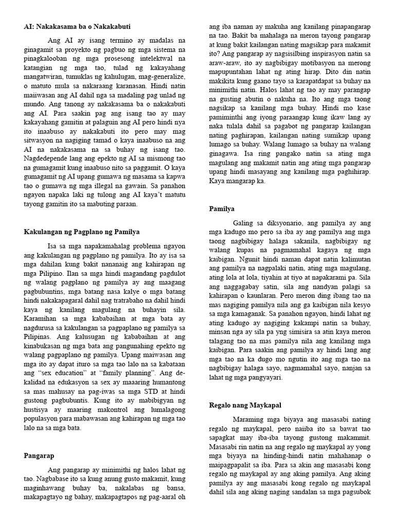 Notes para Sa Filipino Talumpati | PDF