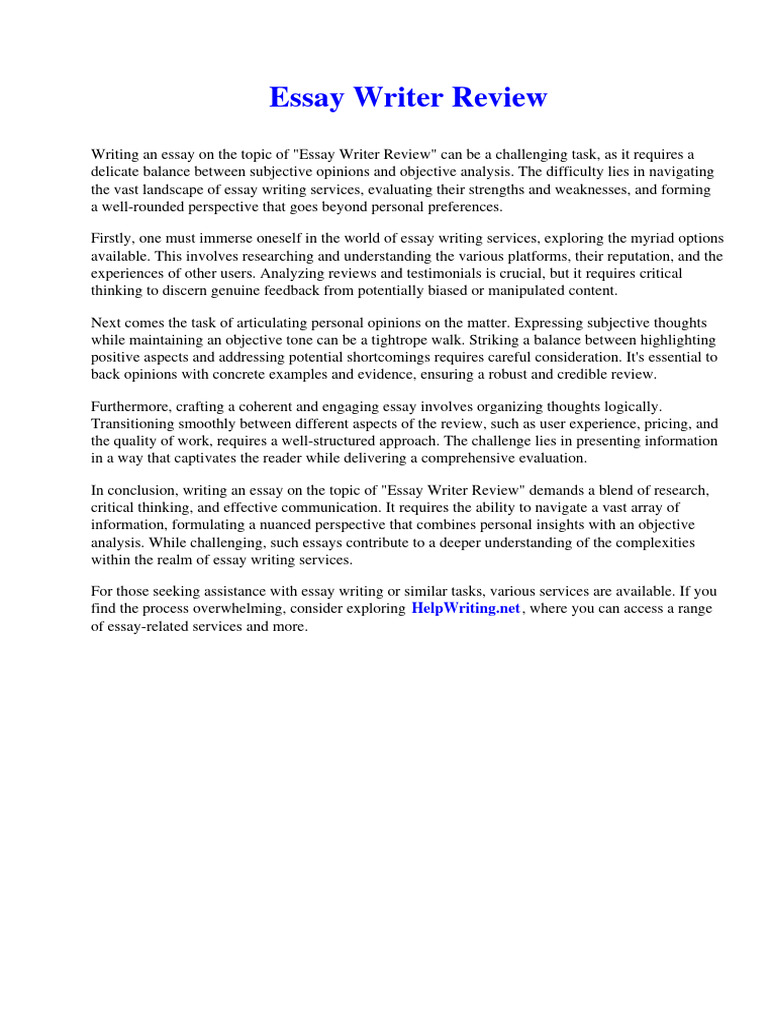 Essay Writer Review | PDF | Temple | Essays