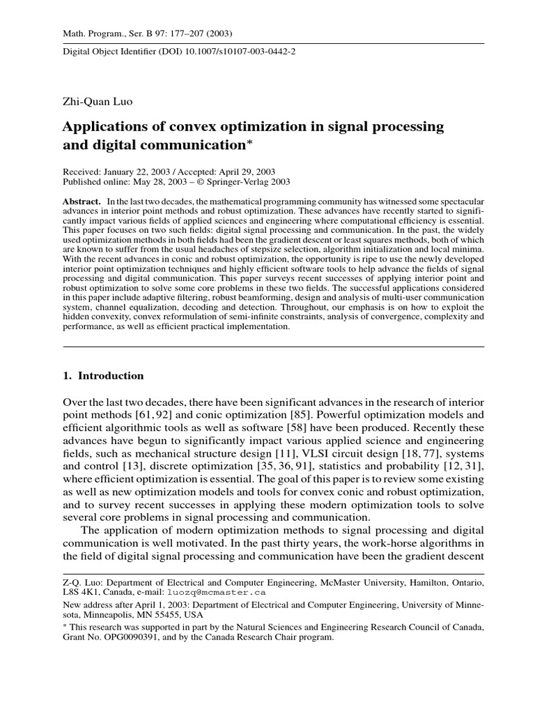 Applications of Convex Optimization in Signal Processing | PDF ... Applications of Convex Optimization in Signal Processing | PDF ...