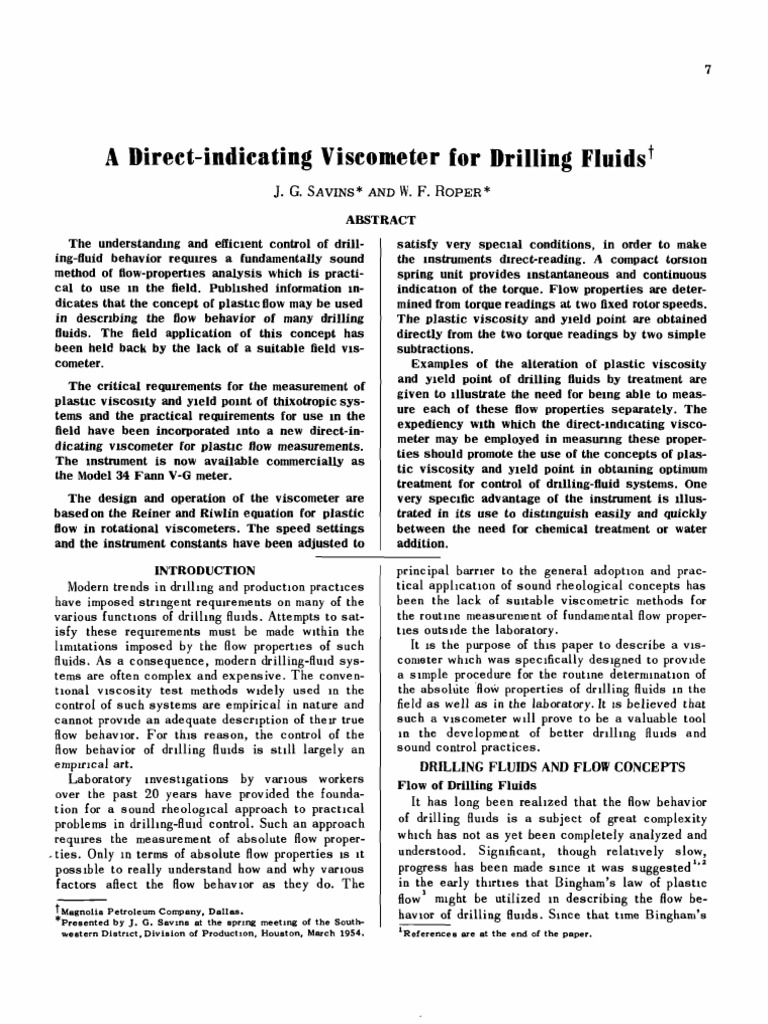 A Direct-Indicating Viscometer For Drilling Fluids | PDF | Fluid ...