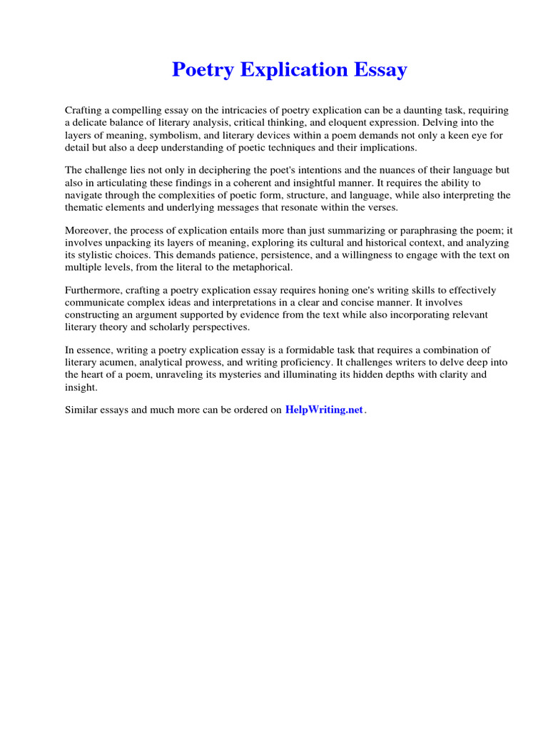 Poetry Explication Essay | Download Free PDF | Inflation | Economics